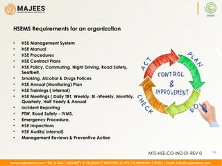 MAJEES TECHNICAL SERVICES HSE INDUCTION SAFETY TRAINING | PPTX