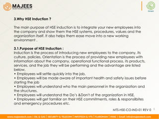 MAJEES TECHNICAL SERVICES HSE INDUCTION SAFETY TRAINING | PPTX