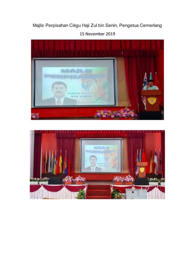 Majlis Perpisahan Cikgu Haji Zul bin Senin (Pengetua Cemerlang) | DOCX