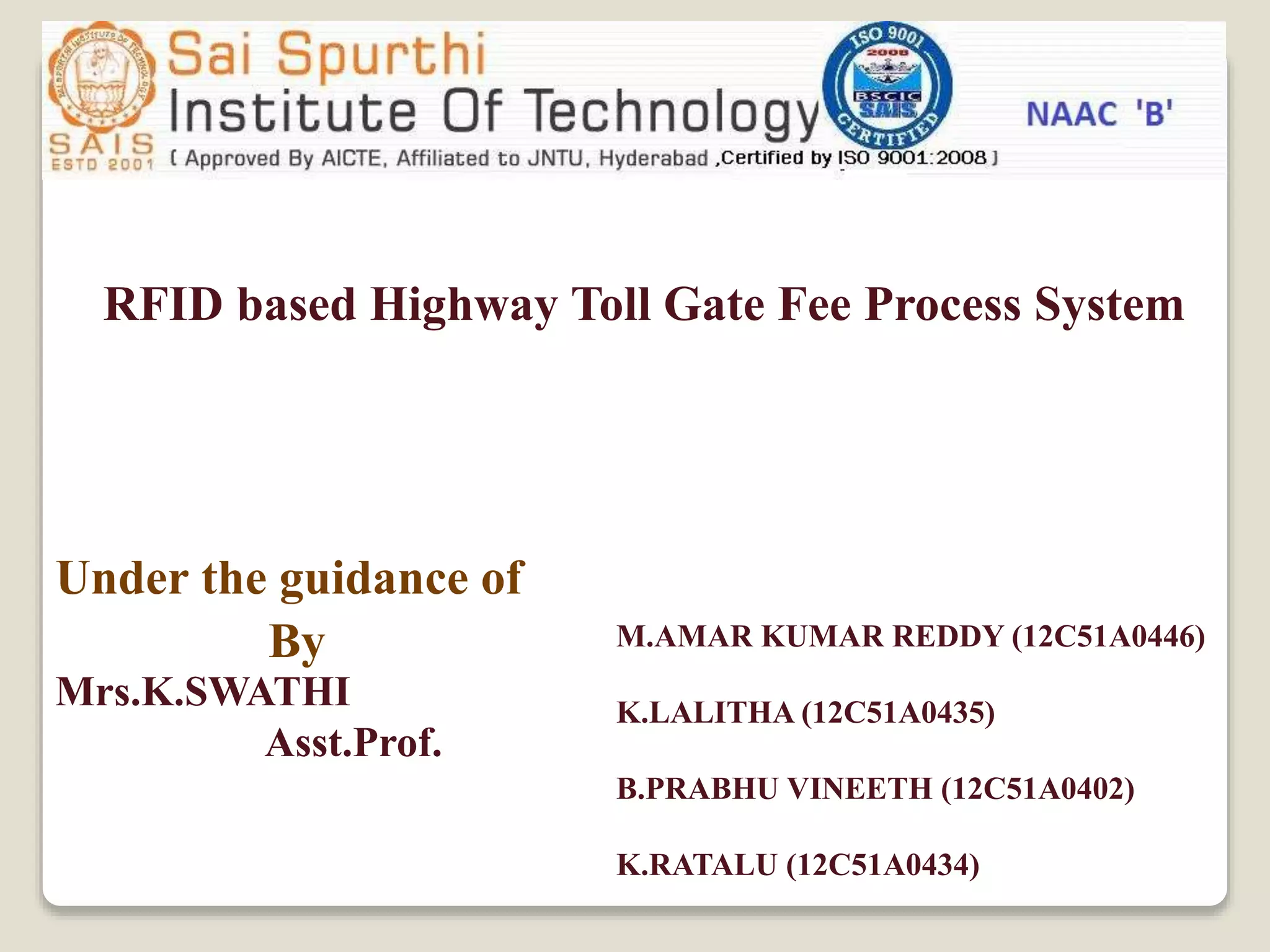 RFID based Highway Toll Fee Process System | PPTX