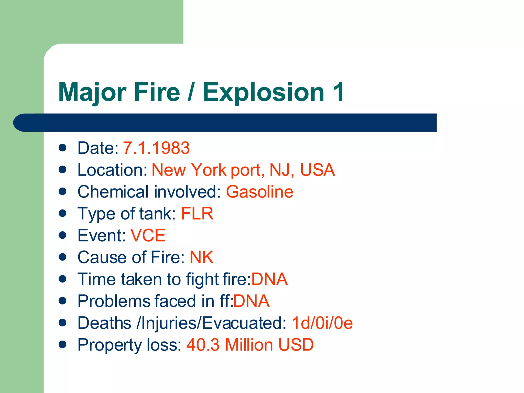 Major 50 Fires & Explosions | PPT | Chemistry | Science