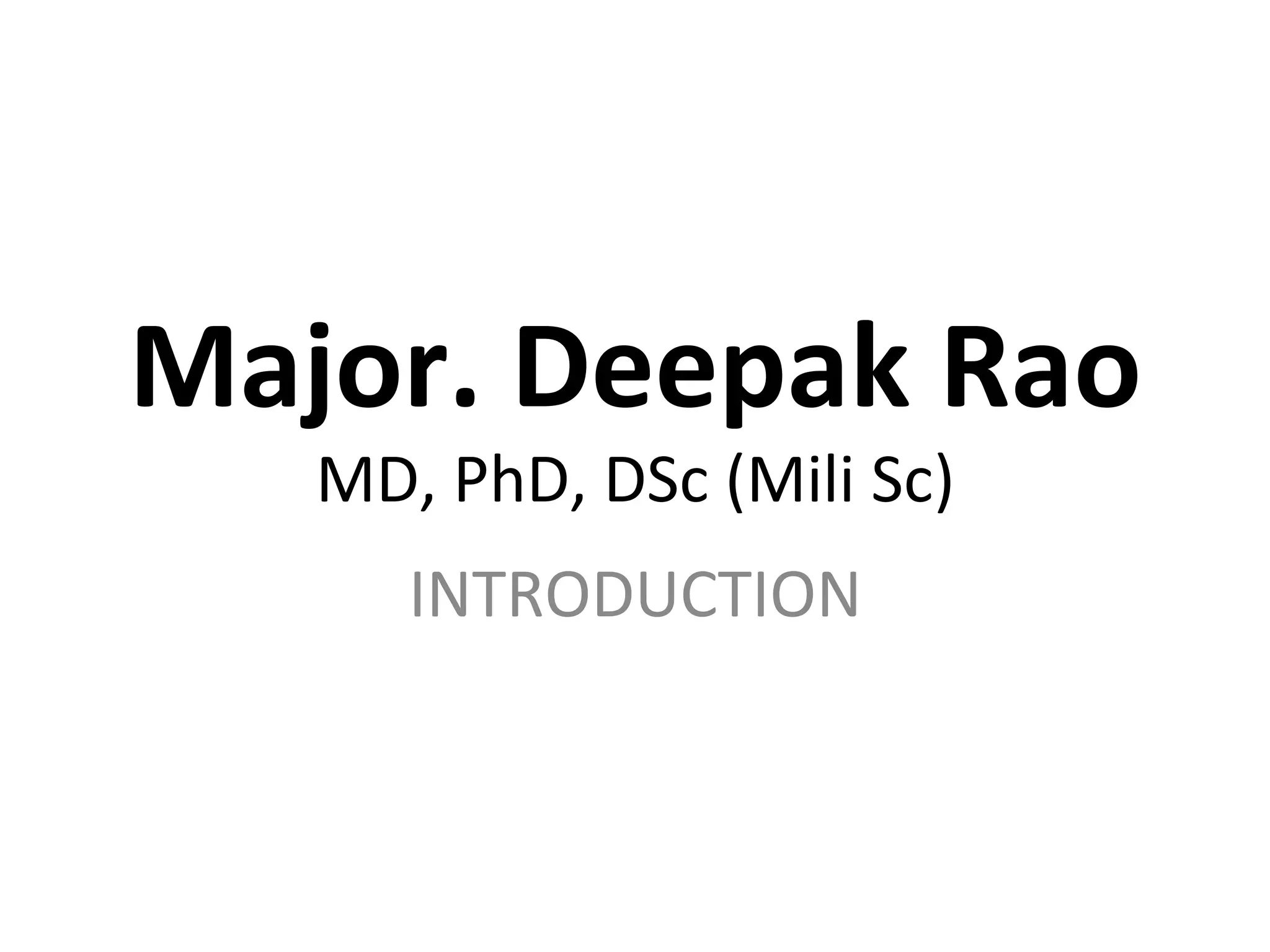 Major. Deepak Rao | PDF