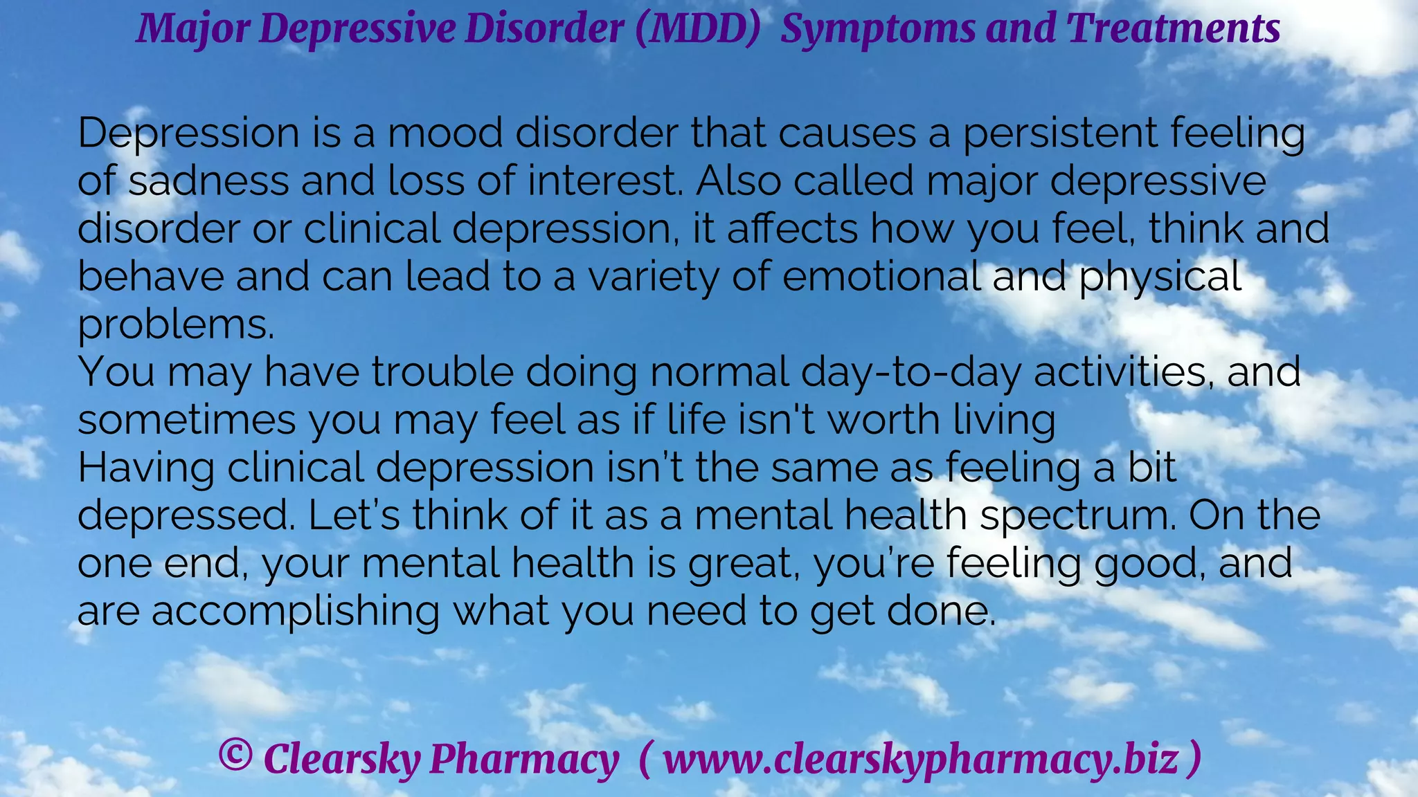 Major Depressive Disorder (MDD) Symptoms and Treatments | PPT