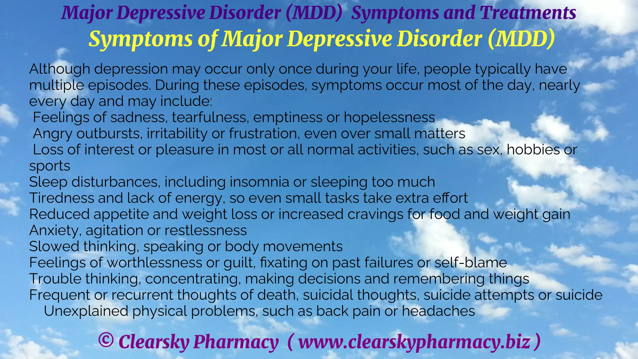Major Depressive Disorder (MDD) Symptoms and Treatments | PPT