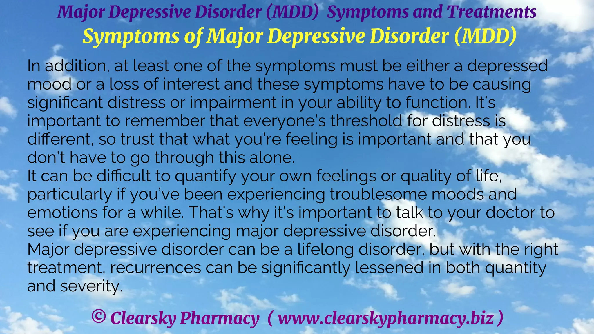 Major Depressive Disorder (MDD) Symptoms and Treatments | PPT