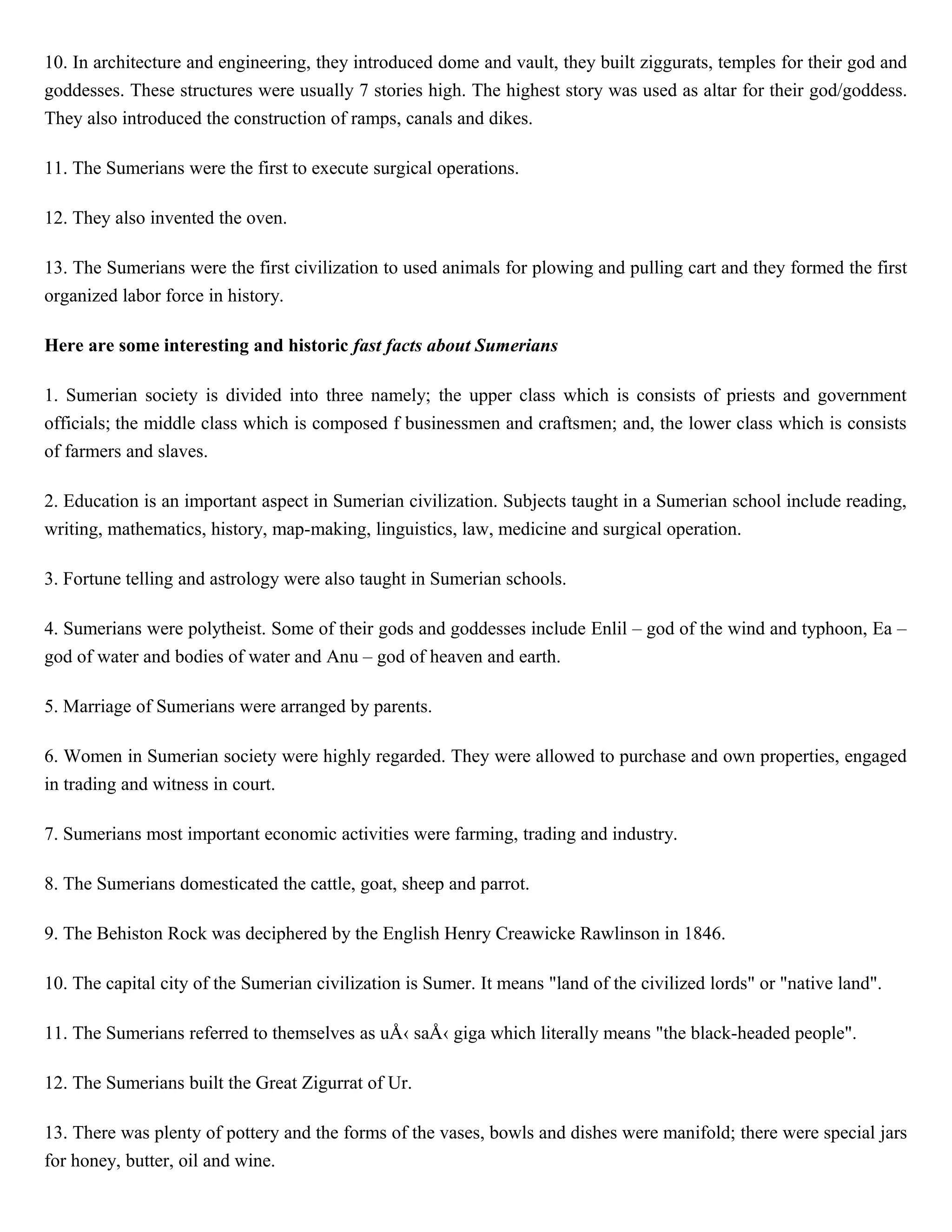 Major 321 World History and Civilization II - the Sumerians | DOC ...