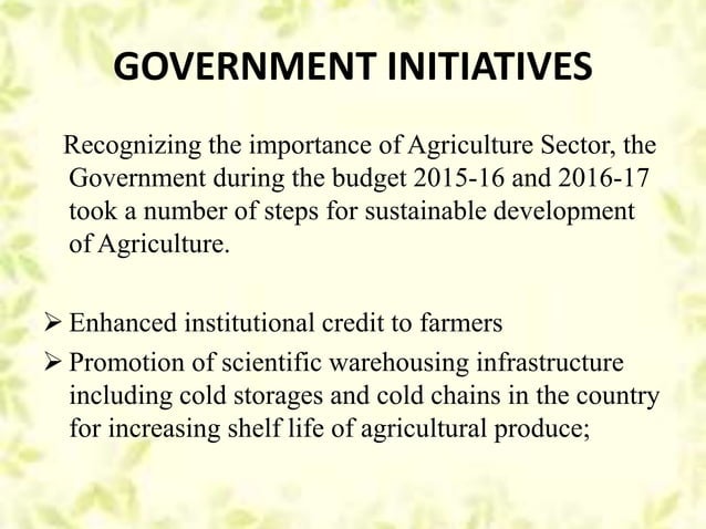 Major agricultural problems of india and various government initiatives | PPT