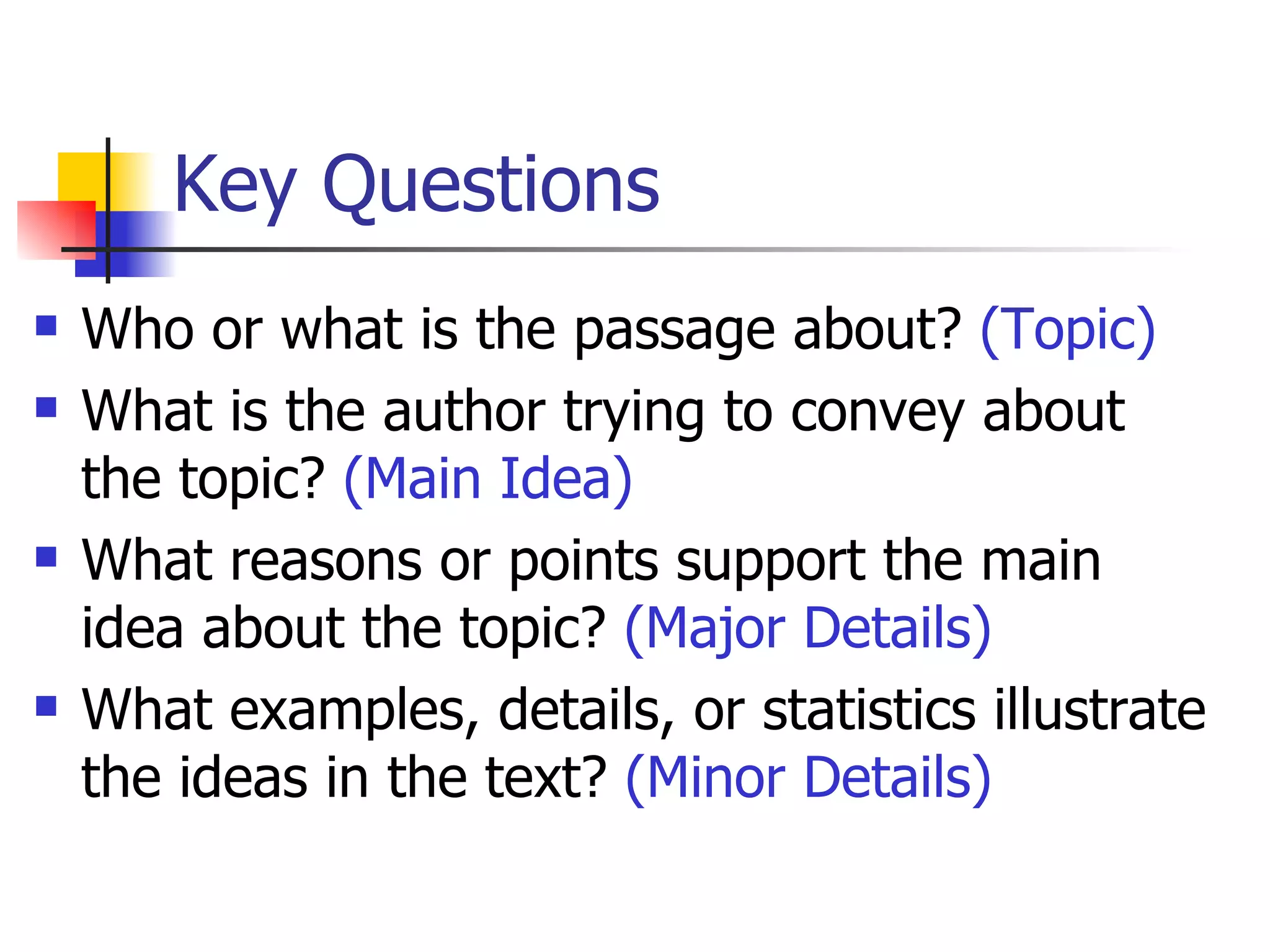 Major and minor details | PPT