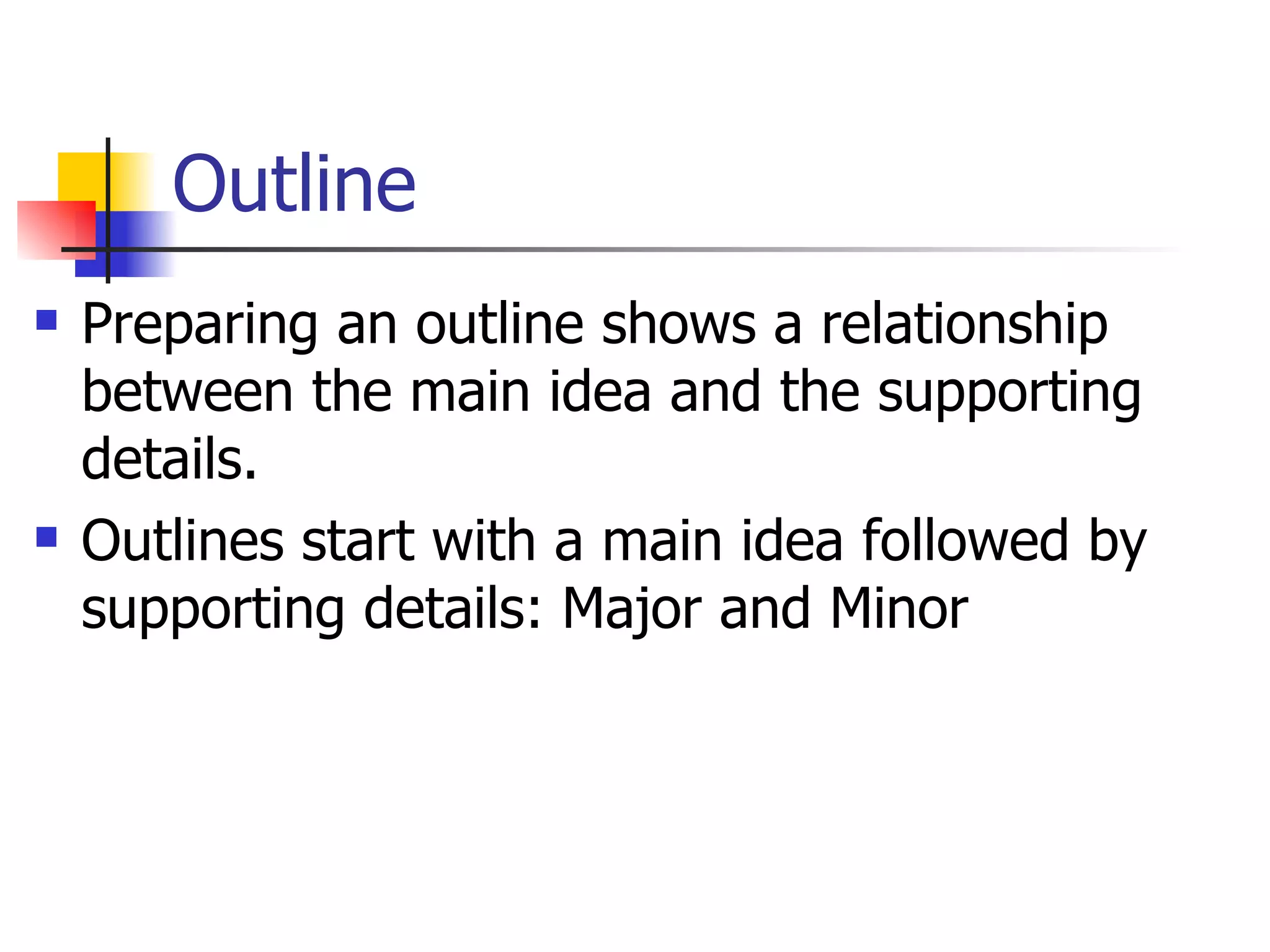 Major and minor details | PPT