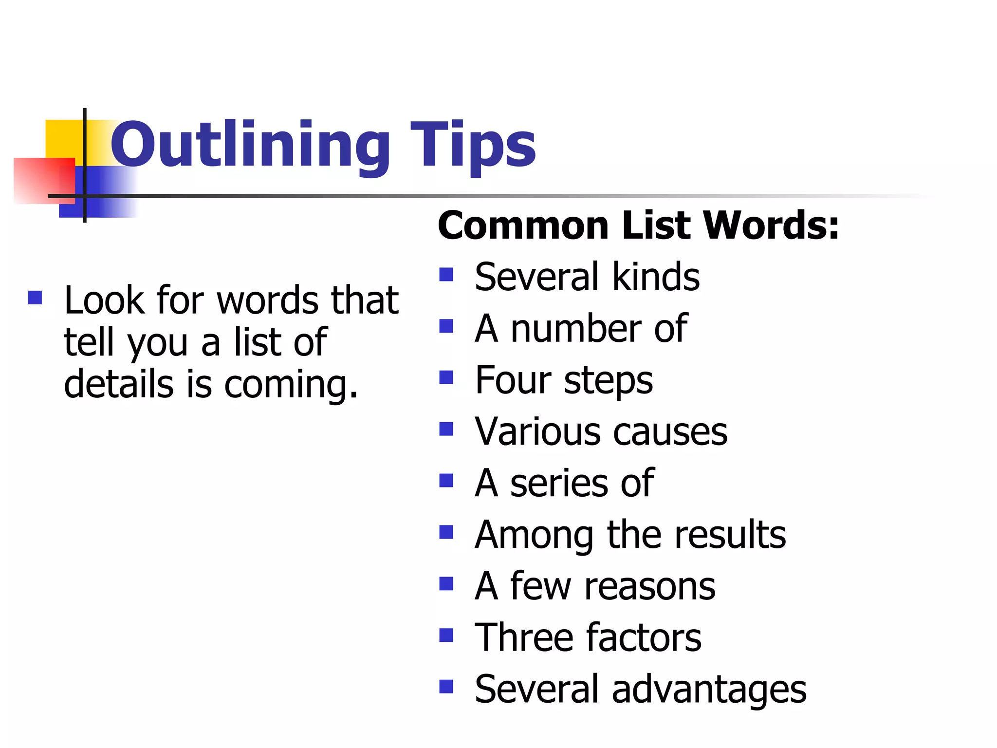 Major and minor details | PPT