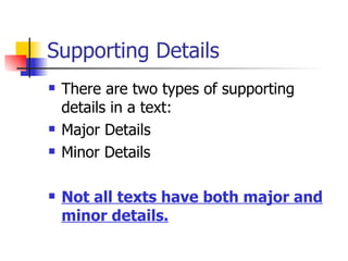 Major and minor details | PPT