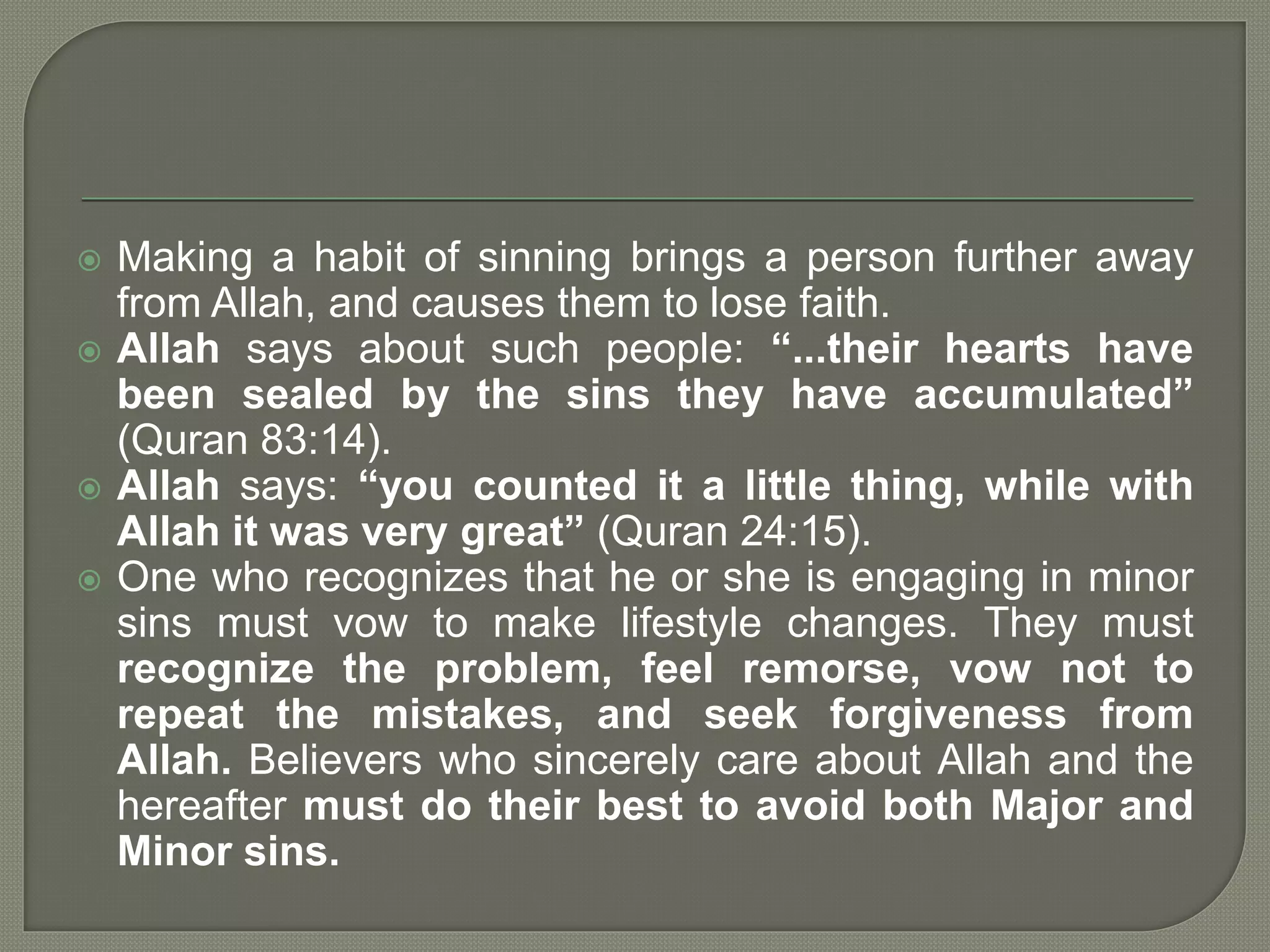 Major and minor sins in Islam | PPTX | Islam | Religion & Spirituality