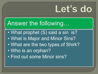 Major and minor sins in Islam | PPTX