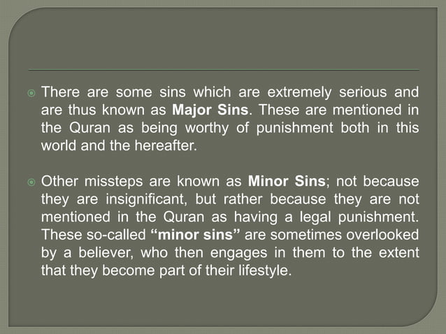 Major and minor sins in Islam | PPTX | Islam | Religion & Spirituality