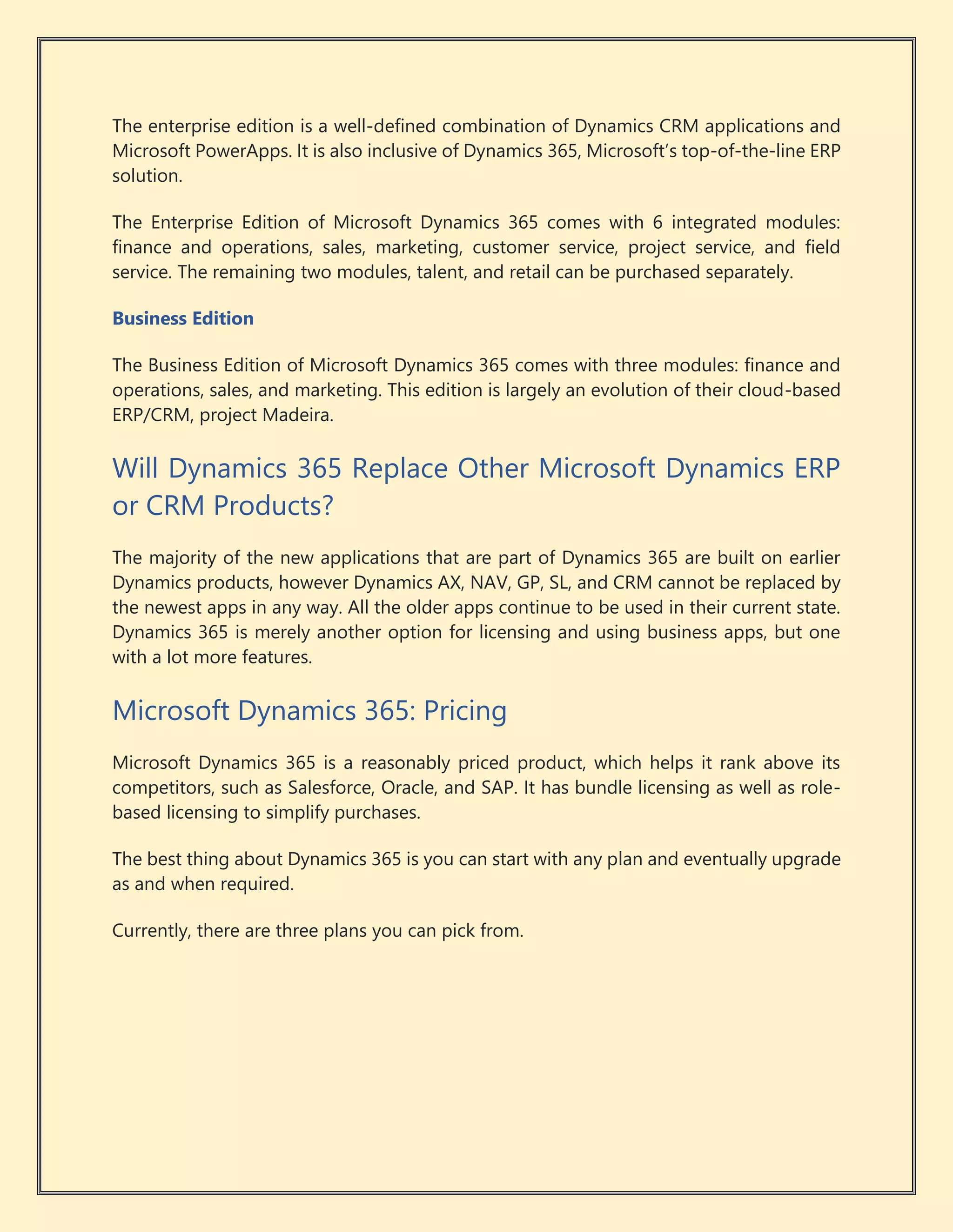 Major Areas Of Microsoft Dynamics 365.pdf | Cloud Computing | Internet