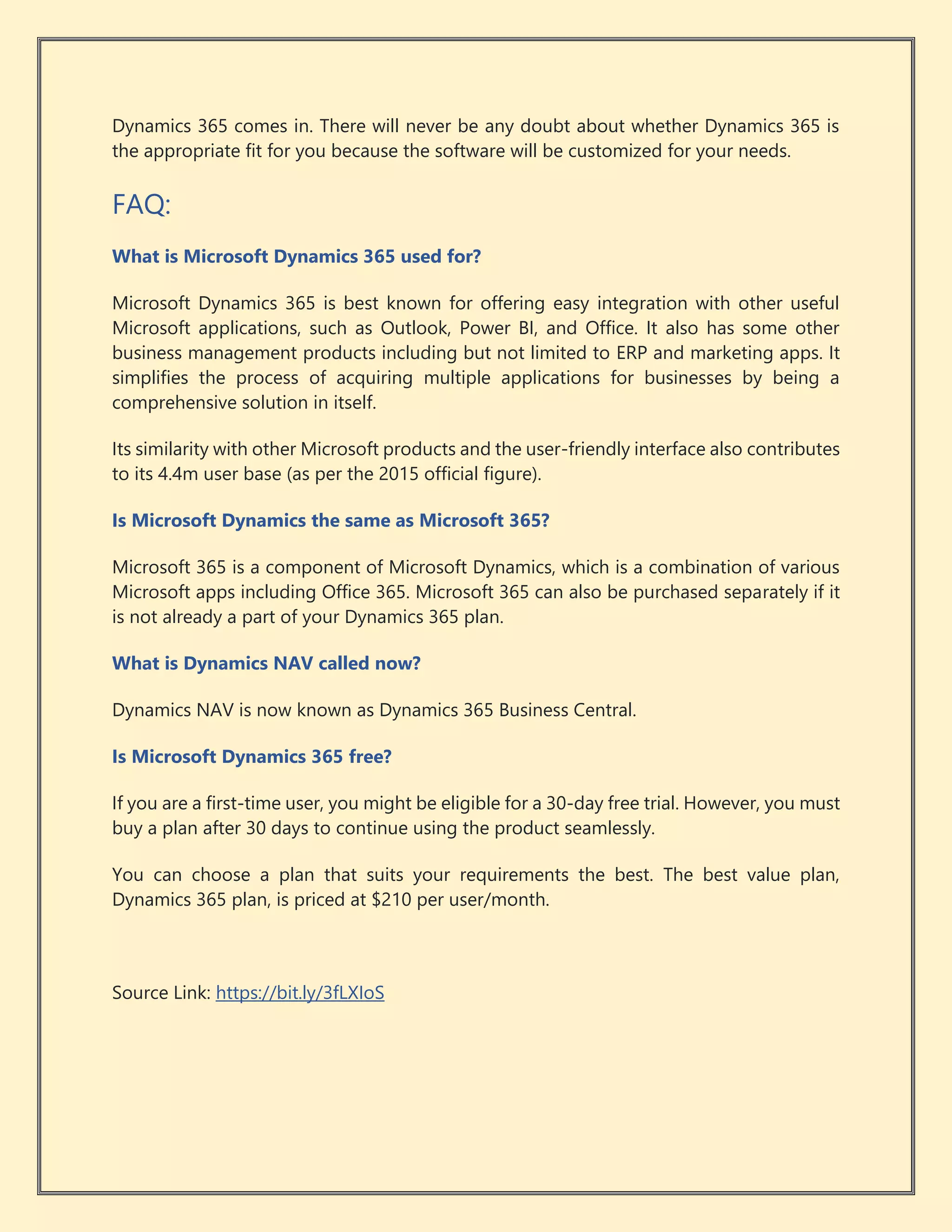 Major Areas Of Microsoft Dynamics 365.pdf | Cloud Computing | Internet