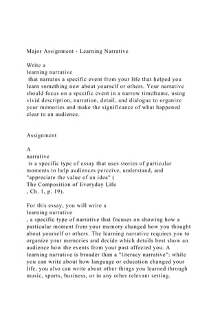 Major Assignment - Learning NarrativeWrite a learning narr.docx