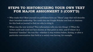 Major assignment 3 lecture five historicizing the text | PPT