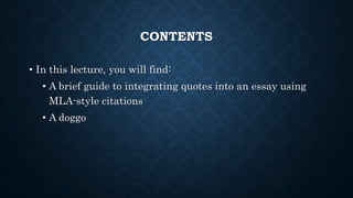 Major assignment 3 lecture nine integrating quotes | PPT