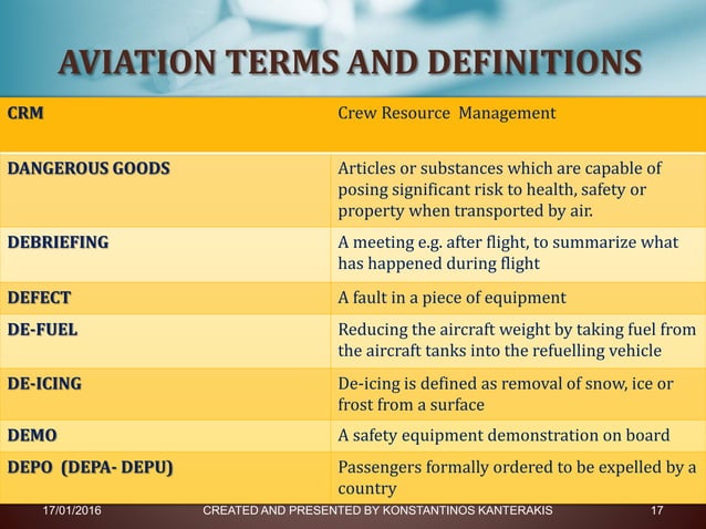 Major aviation terms for Cabin Crew Members. | PPTX