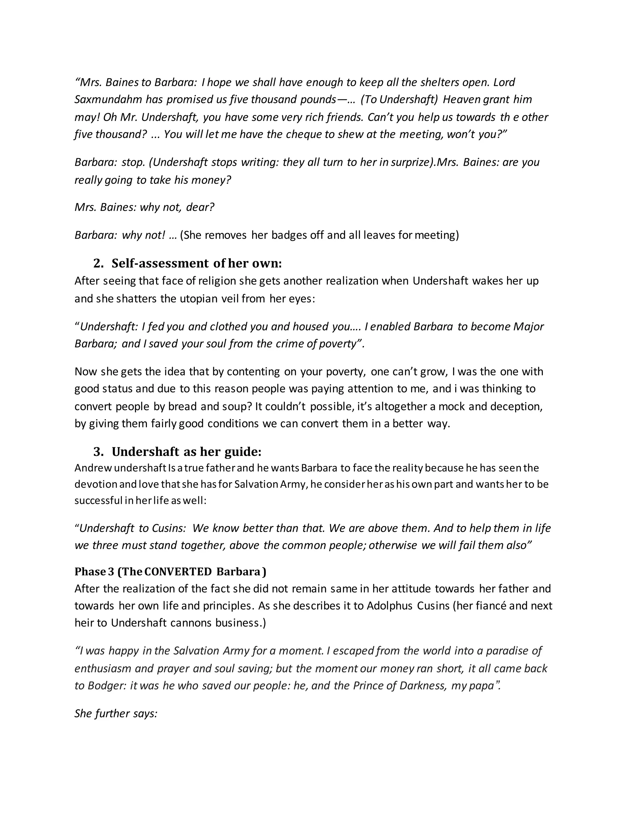 Major barbara undershaft | DOCX