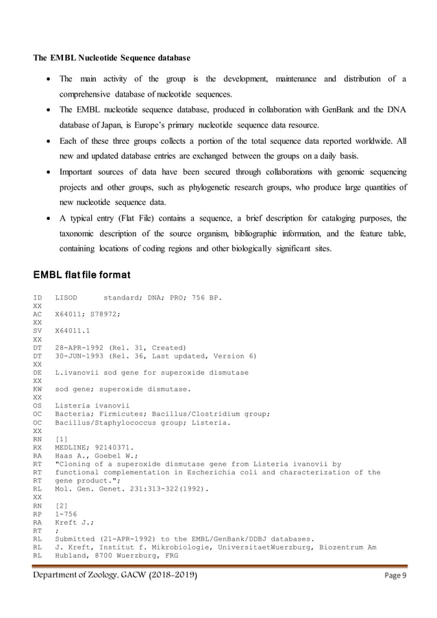 Major biological nucleotide databases | DOCX | Databases | Computer Software and Applications