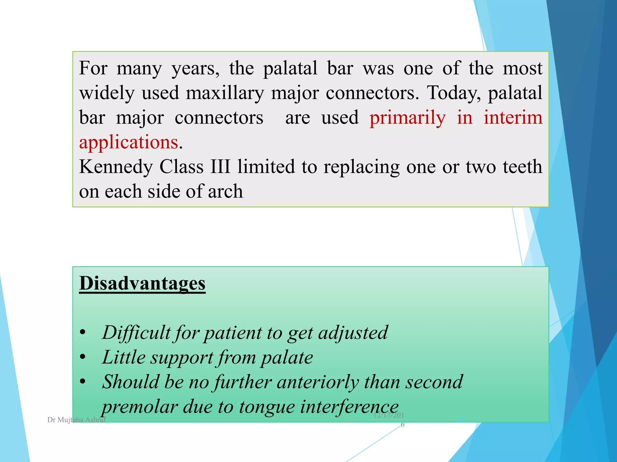 Major connector In prosthodontics | PPTX