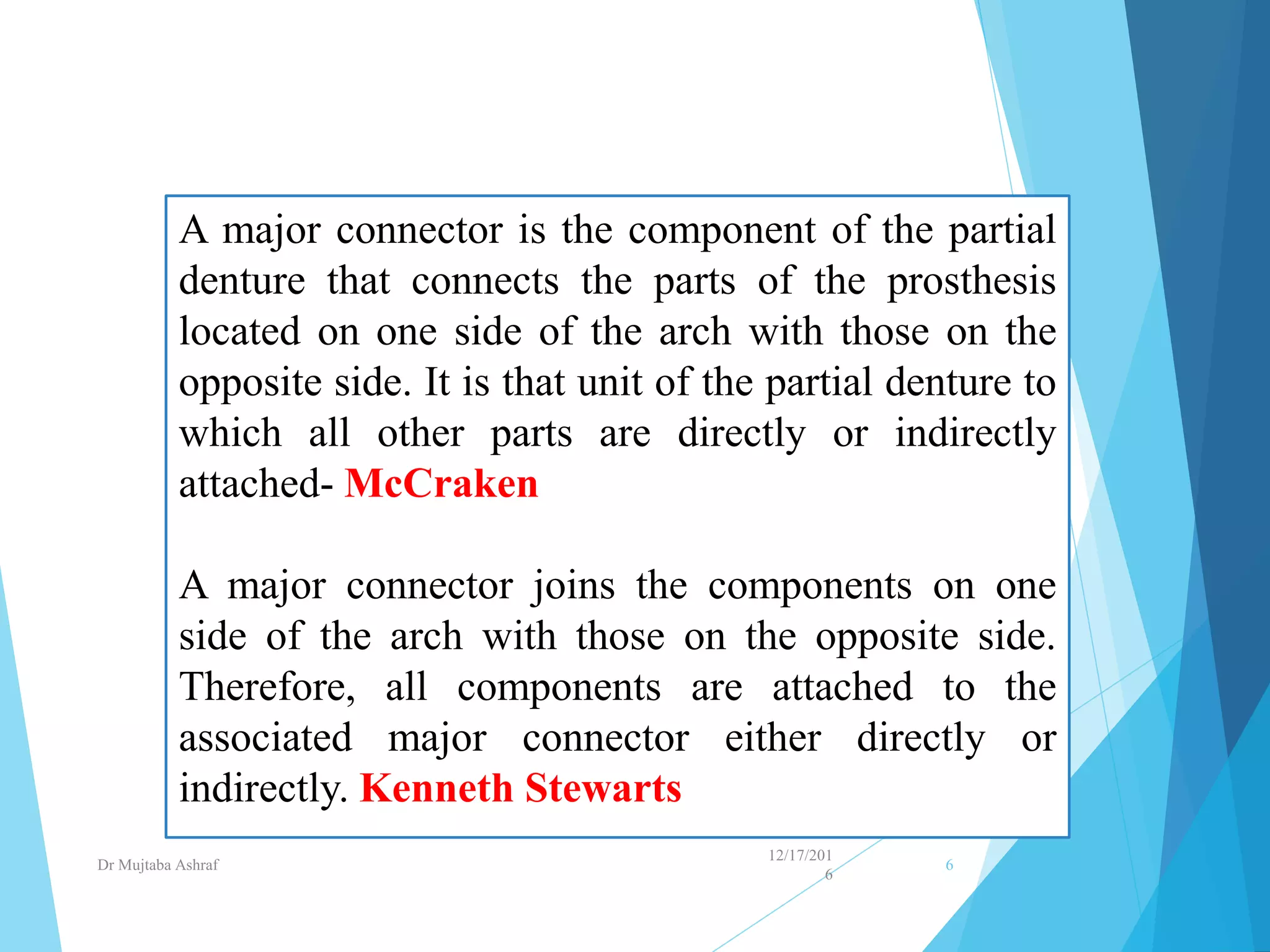 Major connector In prosthodontics | PPTX