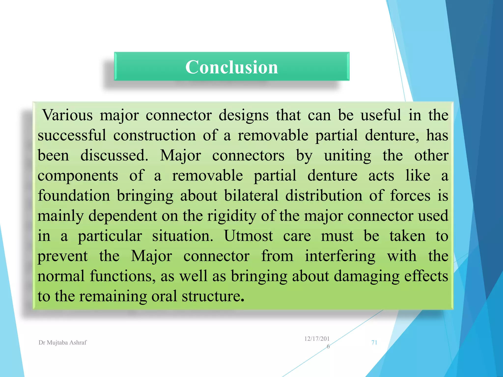 Major connector In prosthodontics | PPTX