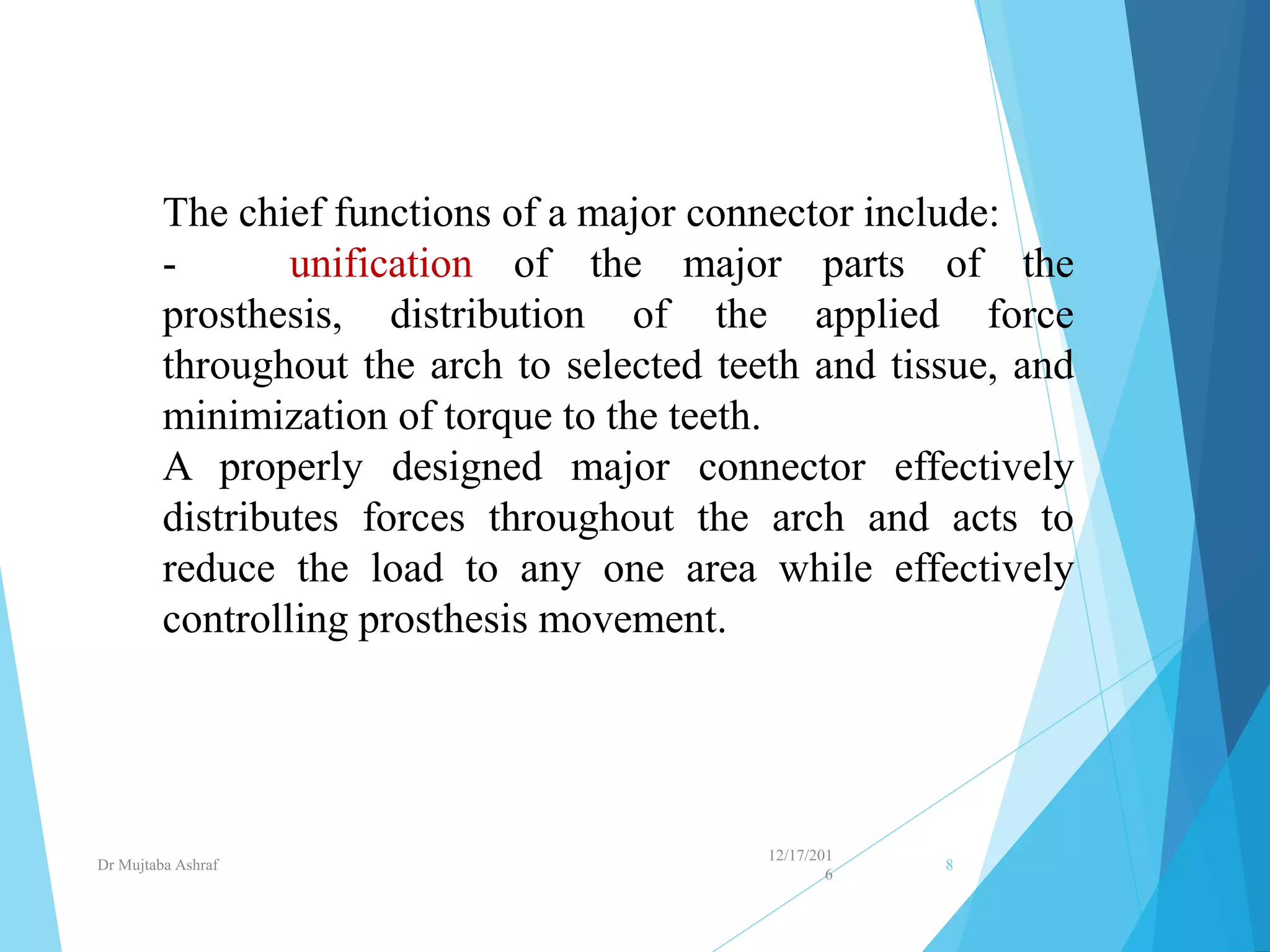 Major connector In prosthodontics | PPTX