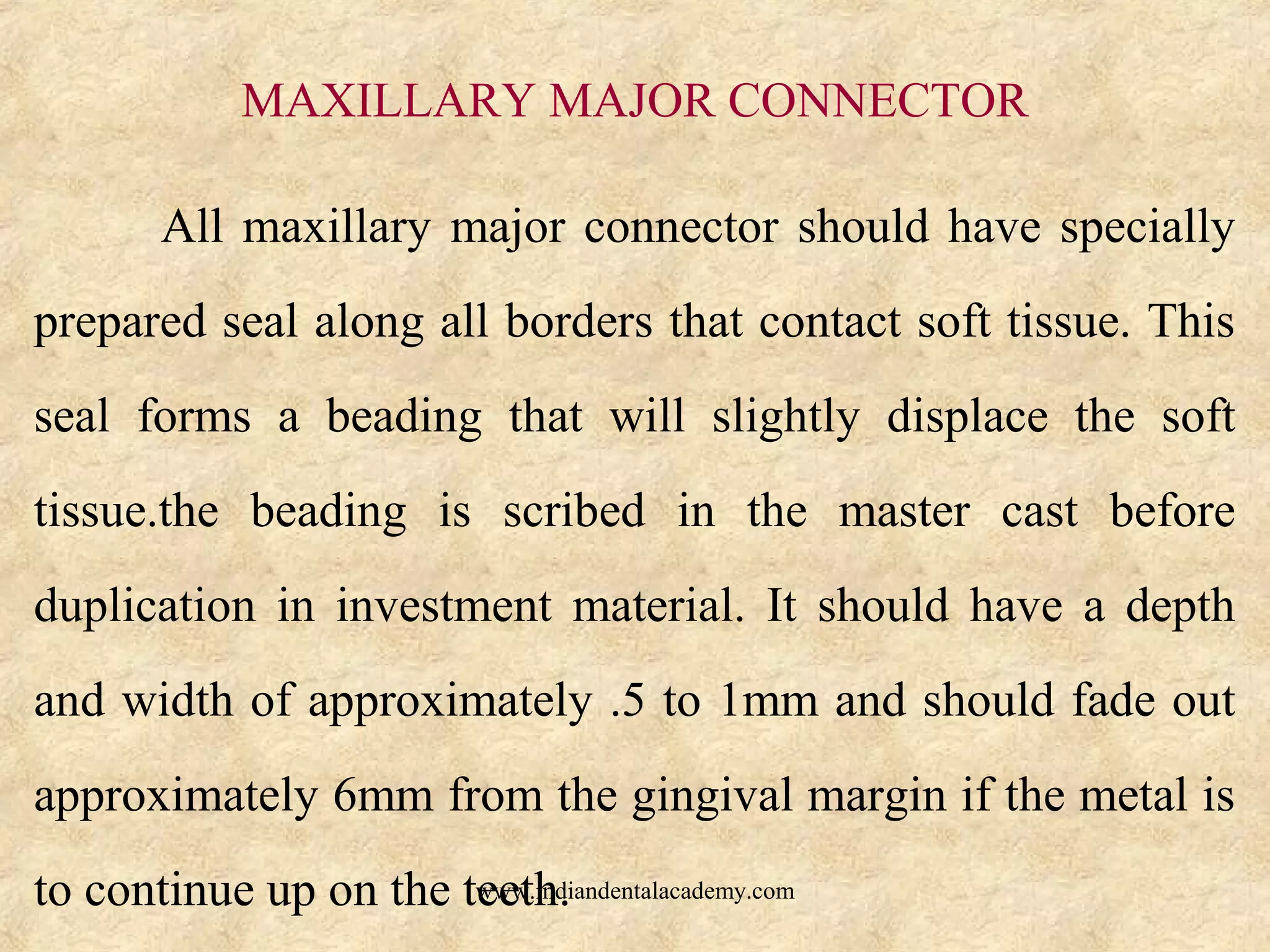 Major connectors/prosthodontic courses | PPT | Dental Health | Diseases ...