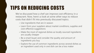 Major costs & how to reduce them | PPTX | Food Industry | Industries