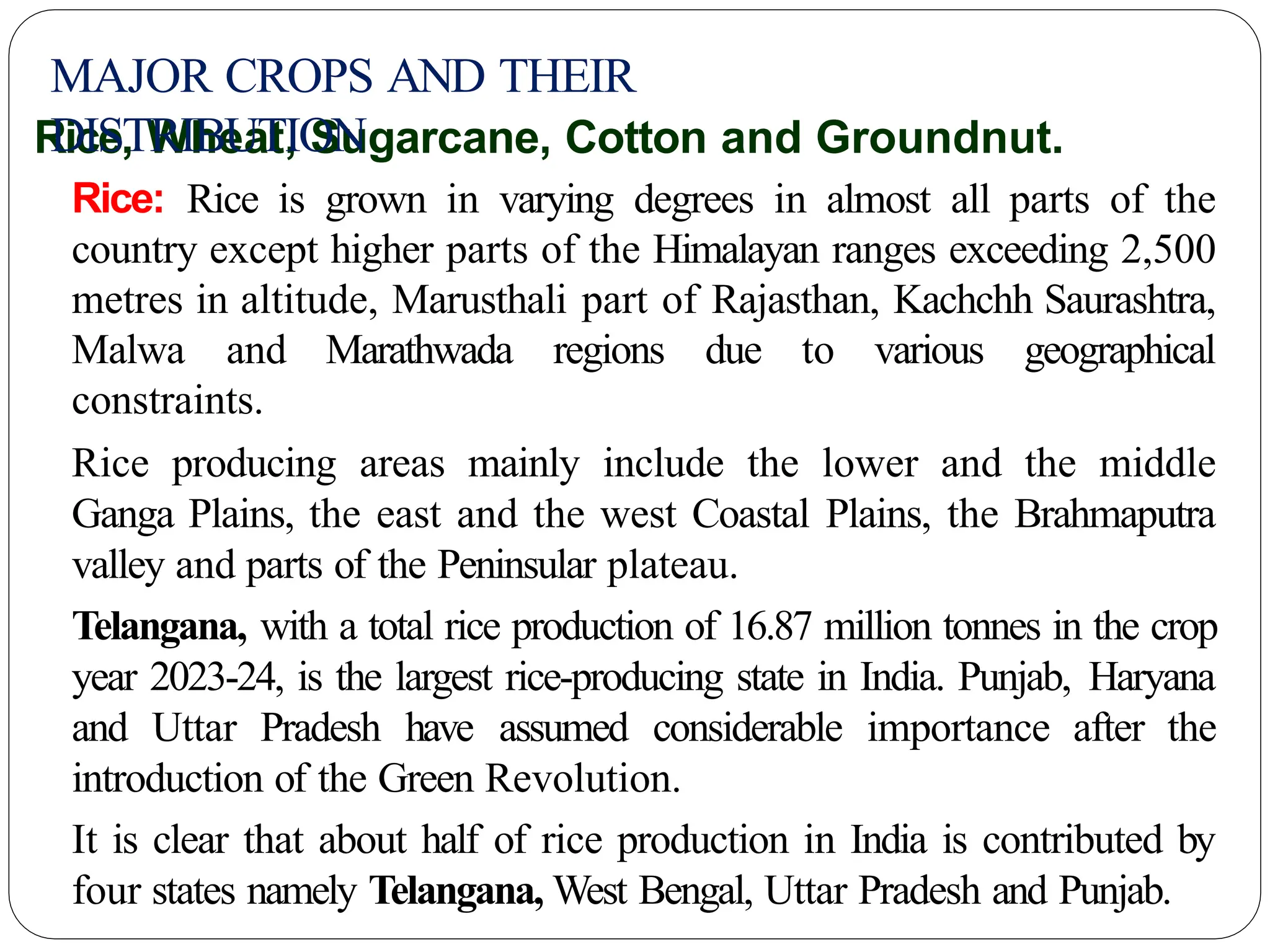 Major Crops and their production of India.pptx