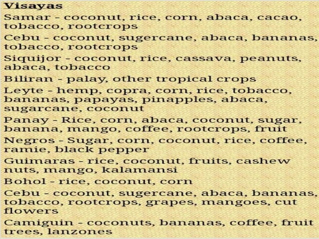 MAJOR CROPS OF THE PHILIPPINES AND THEIR GEOGRAPHIC.pptx | Gardening ...
