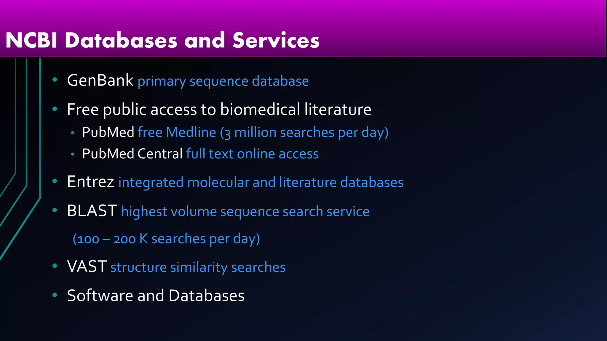 Major Databases In Bioinformatics Pptx Databases Computer