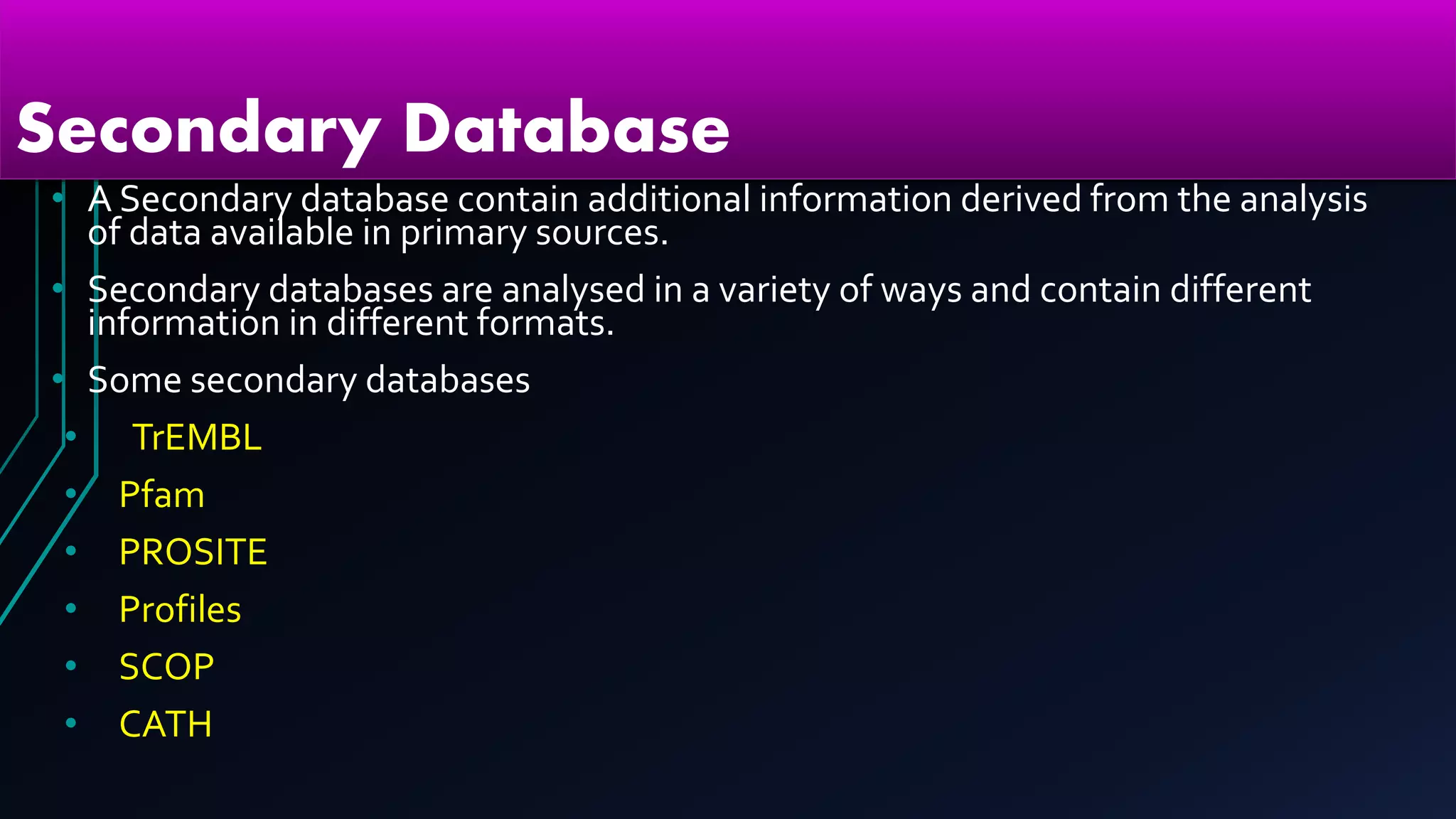 Major Databases In Bioinformatics Pptx Databases Computer Software And Applications