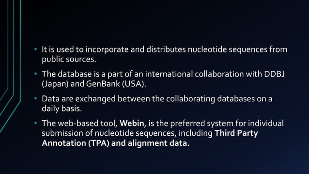 Major Databases In Bioinformatics Pptx Databases Computer