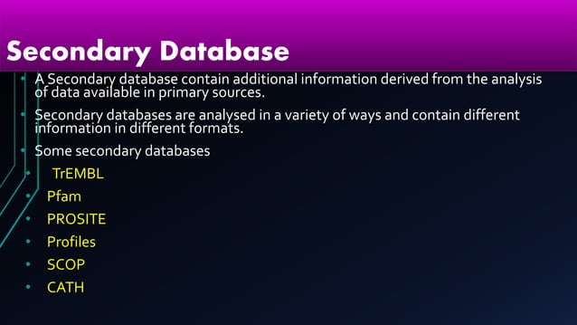Major Databases In Bioinformatics Pptx Databases Computer