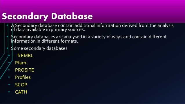 Major databases in bioinformatics