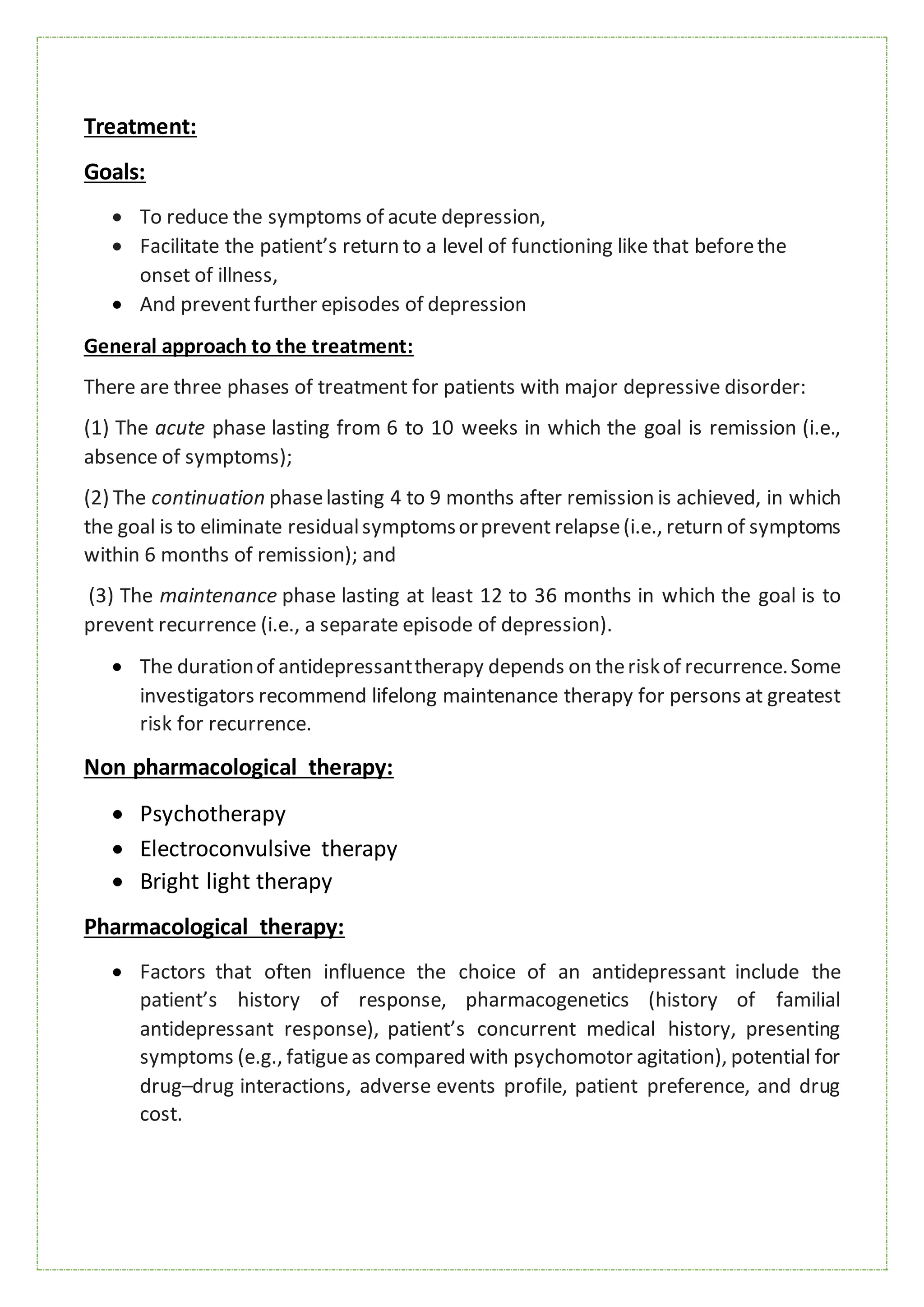 Major depressive disorder | DOCX