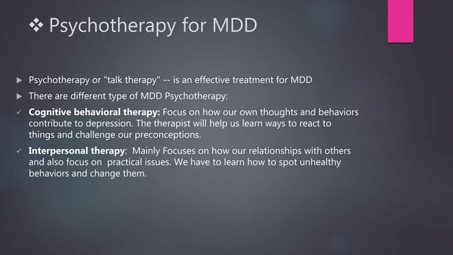 Major depressive disorder (MDD) ppt | PPTX