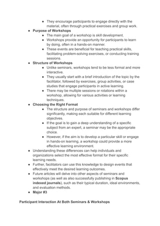 What Sets Seminars Apart from Workshops? | PDF