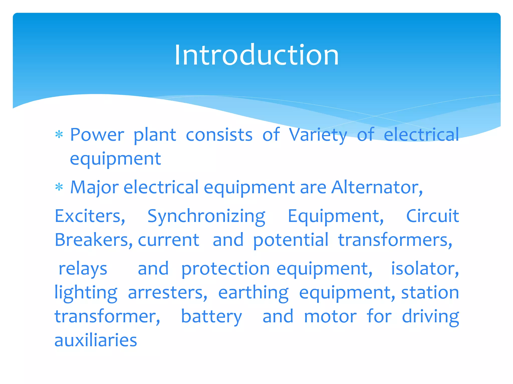 Major electrical equipment in power plants | PPTX