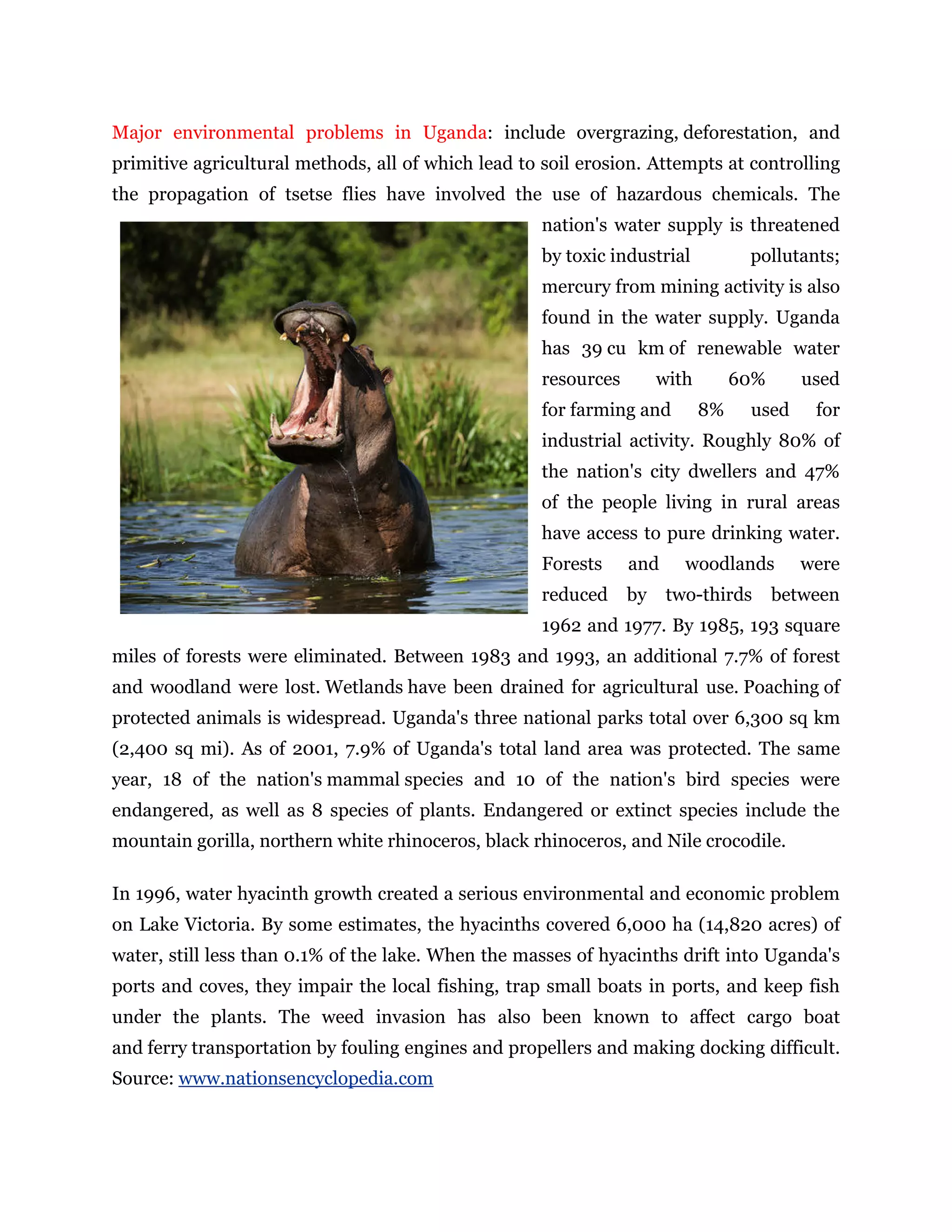 Major environmental problems in uganda | PDF