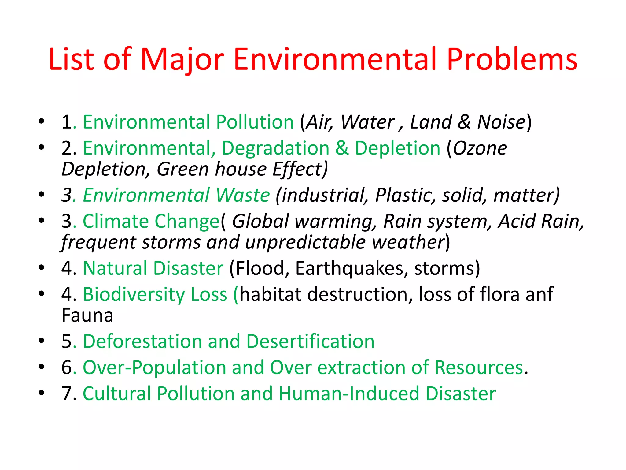 Major environmental problems and Issues of the world | PPTX