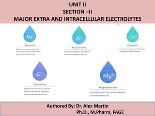 Major extra and intracellular electrolytes (PCI Syllabus, B. Pharm) | PPT