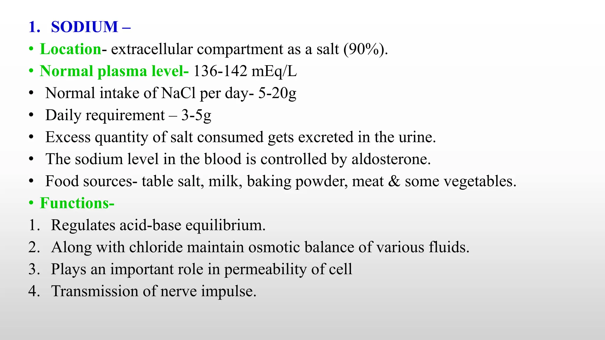 Major extra and intracellular electrolytes. Pharmaceutical Inorganic ...