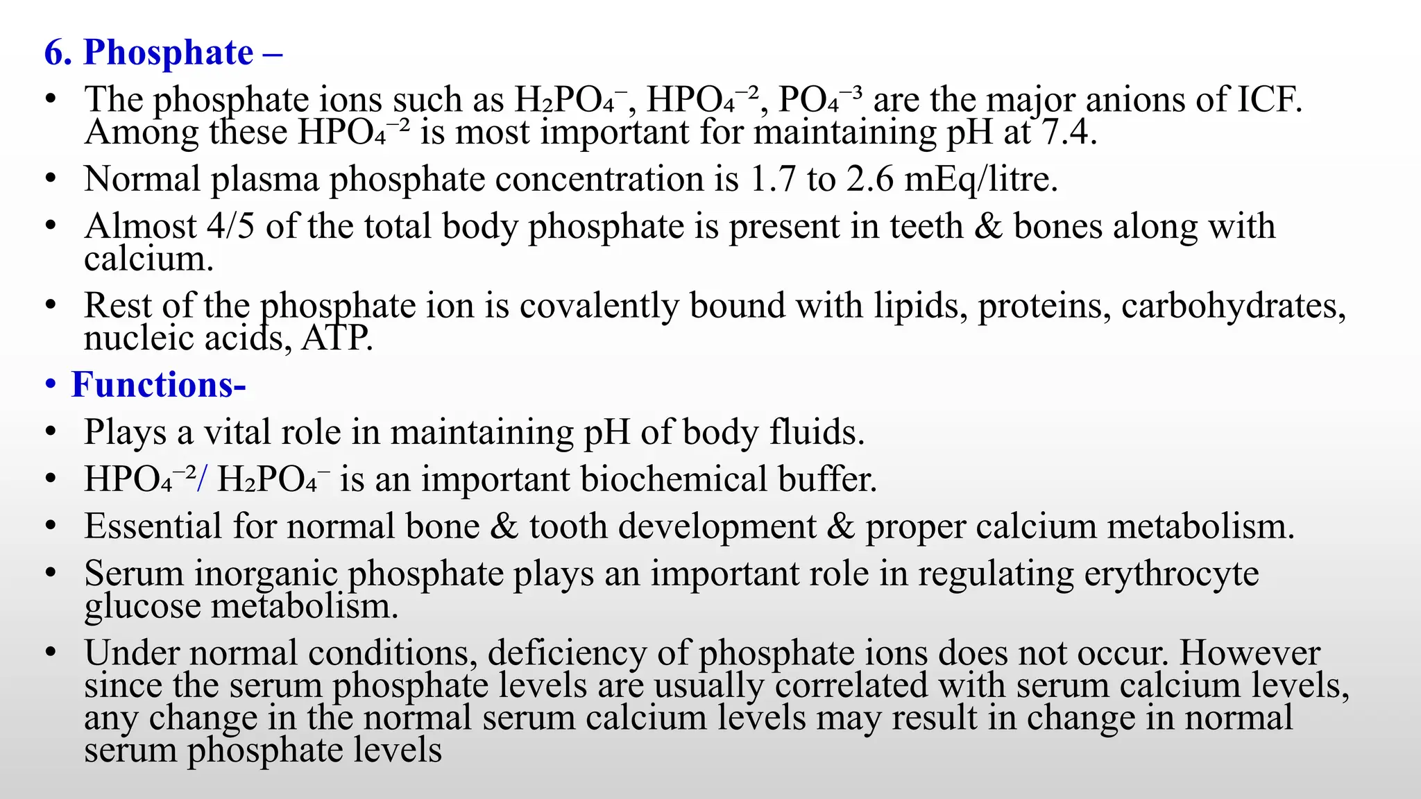 Major extra and intracellular electrolytes. Pharmaceutical Inorganic ...