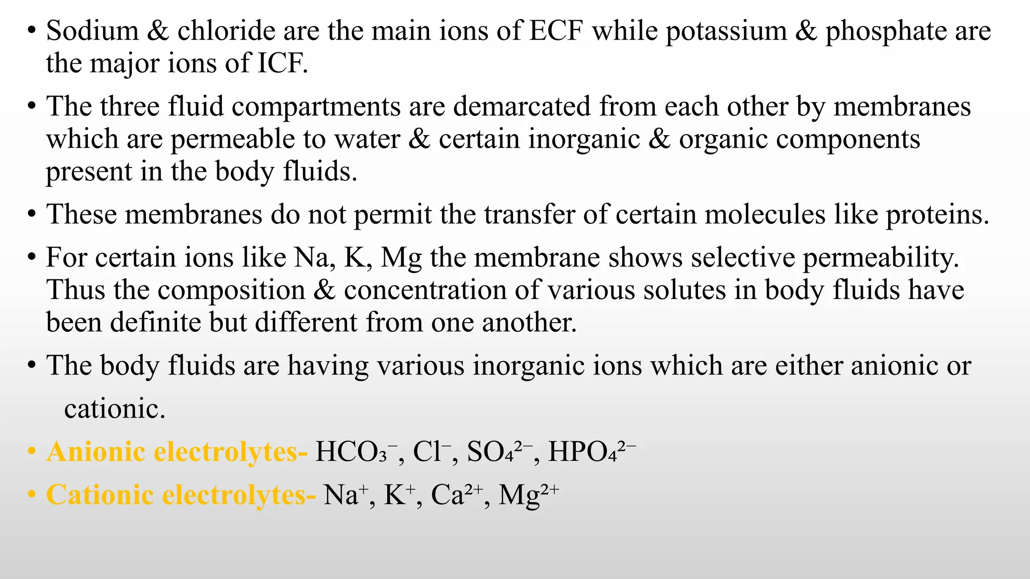 Major extra and intracellular electrolytes. Pharmaceutical Inorganic ...