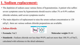 Major extra and intracellular electrolytes. Pharmaceutical Inorganic ...